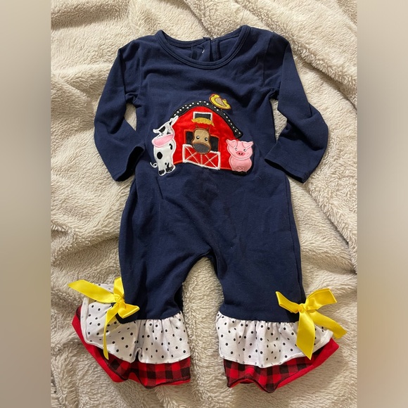 One Pieces | Nwot Barn Farm Animal Ruffle Bell Bottom One Piece Outfit ...